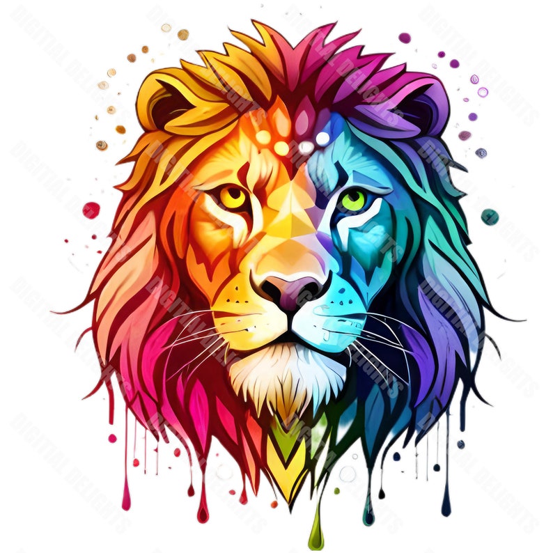 X4 Rainbow Lions PNG Images, Lion Clipart, Rainbow Designs, Free ...