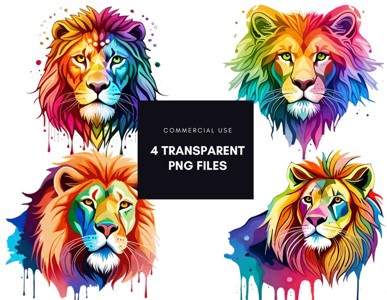 X4 Rainbow Lions PNG Images, Lion Clipart, Rainbow Designs, Free ...