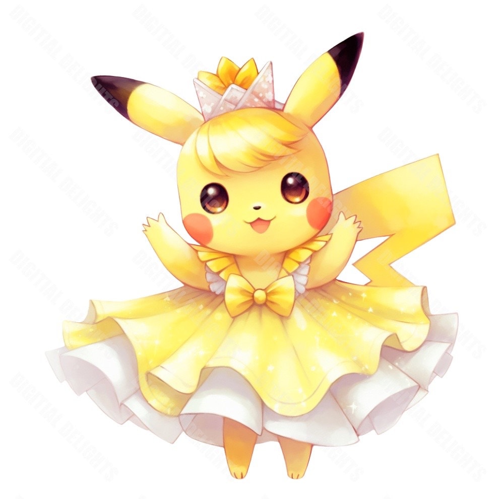14 Pikachu Princess PNG Clipart, Watercolor Tiara, Commercial Use ...