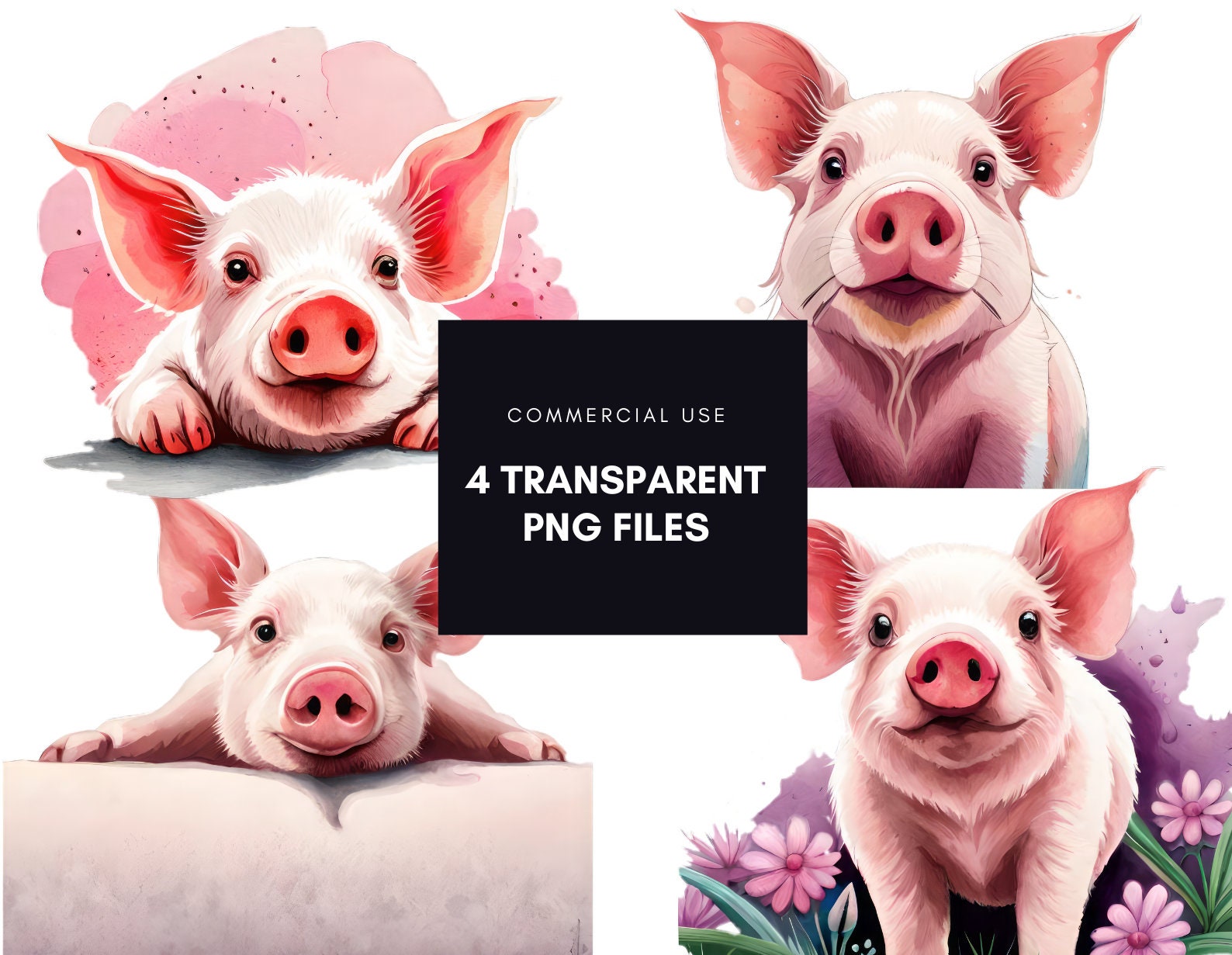 X4 Cute Pigs PNG Images, Piglet Clipart, Designs, Free Commercial Use ...