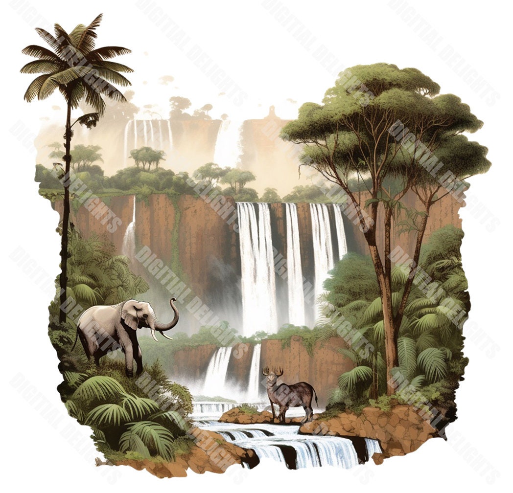 African Waterfalls Clipart – High-quality PNG Images (digital Download ...