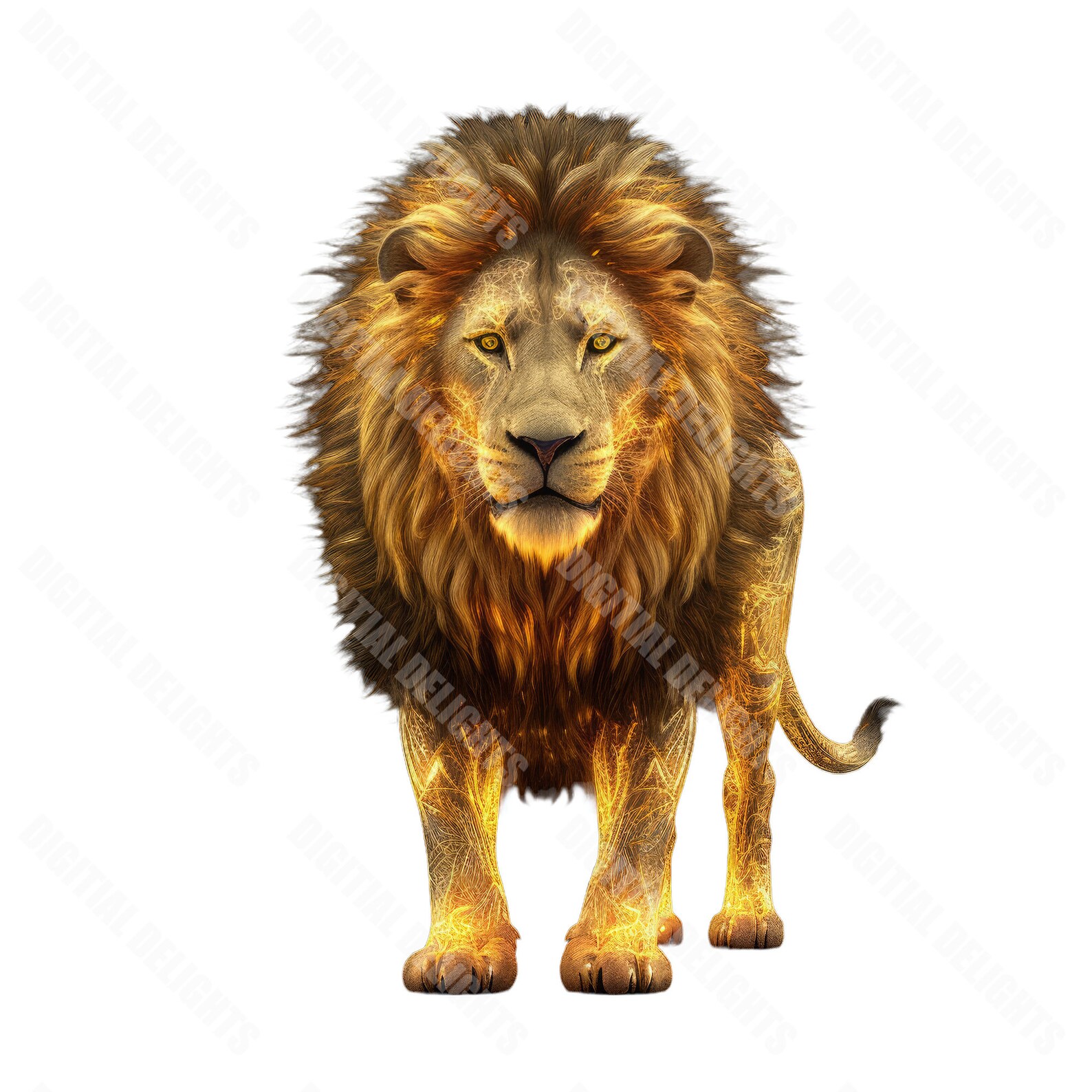 Golden Lion PNG, Lake Downloadable Wallpaper, Digital Art (digital ...