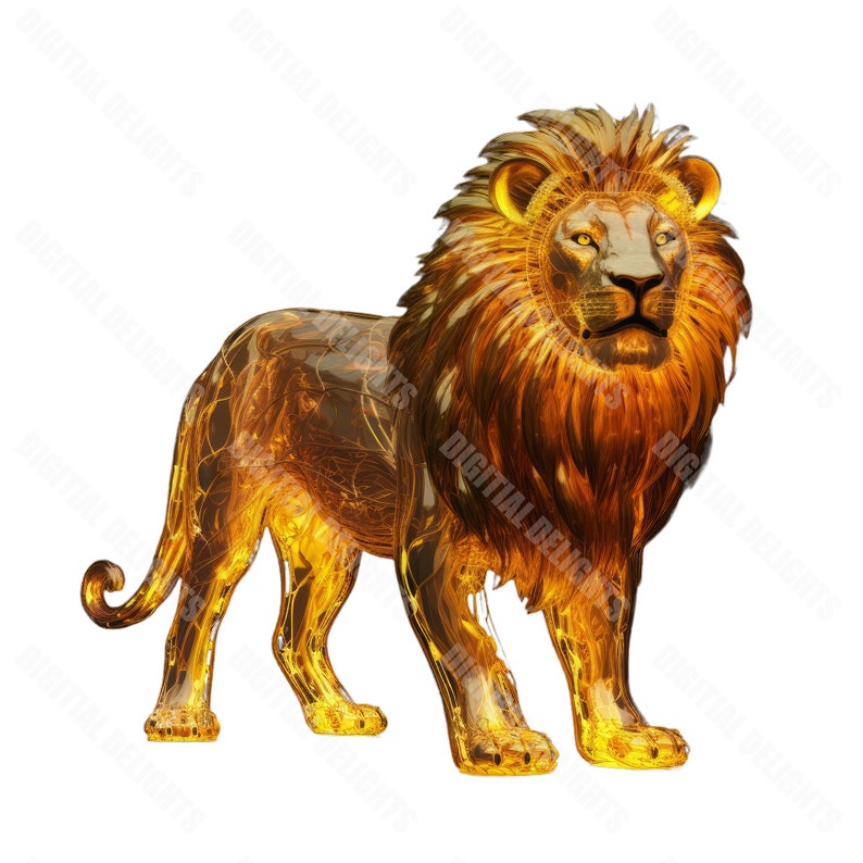 Golden Lion PNG, Lake Downloadable Wallpaper, Digital Art (digital ...