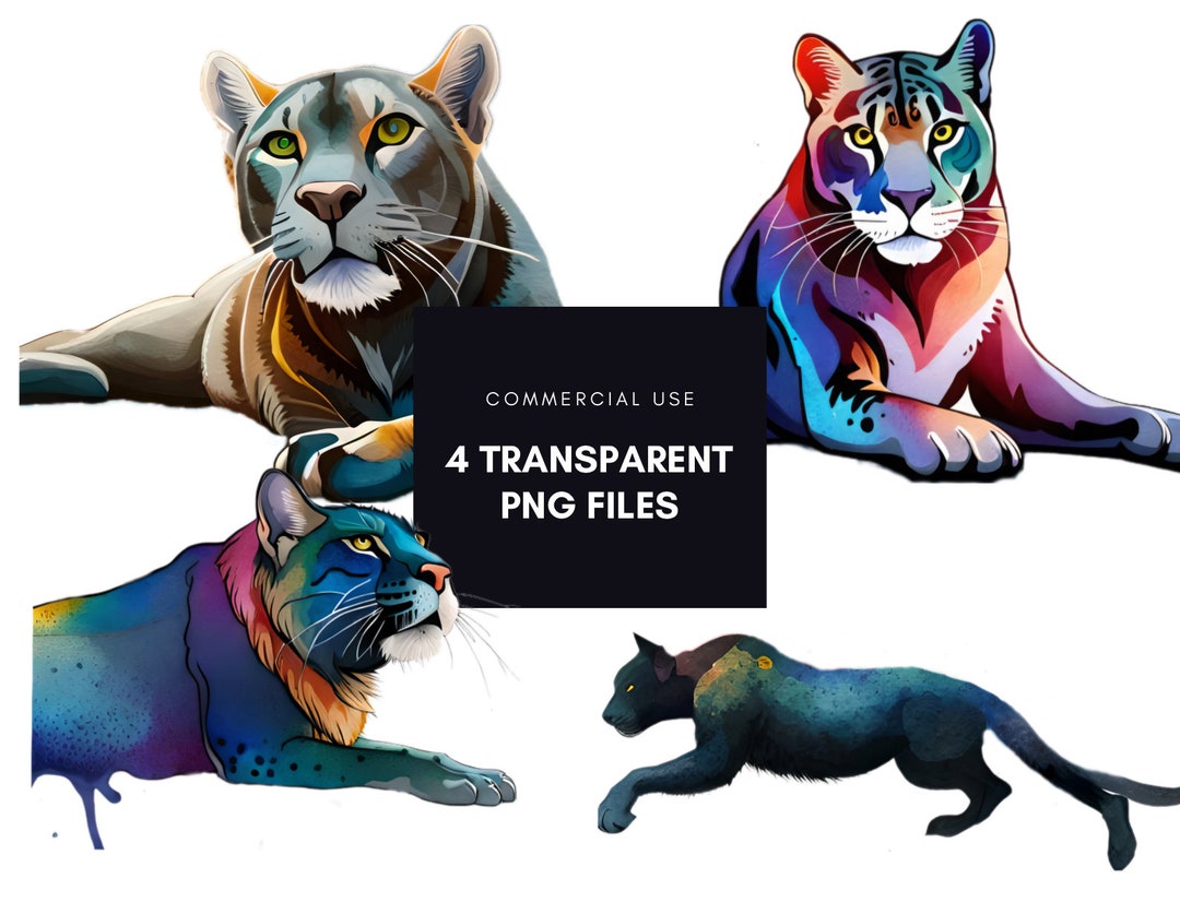 X4 Big Cats #2 PNG Images, Wild Cat Clipart, Designs, Free Commercial ...
