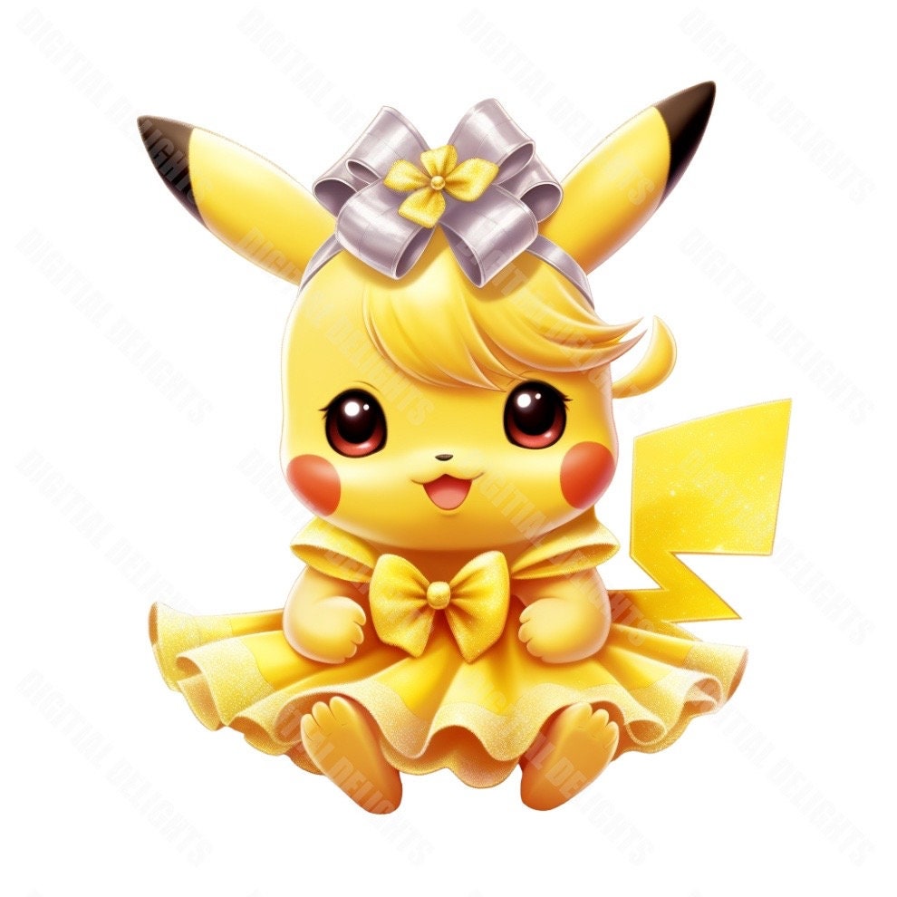 14 Pikachu Princess PNG Clipart, Watercolor Tiara, Commercial Use ...