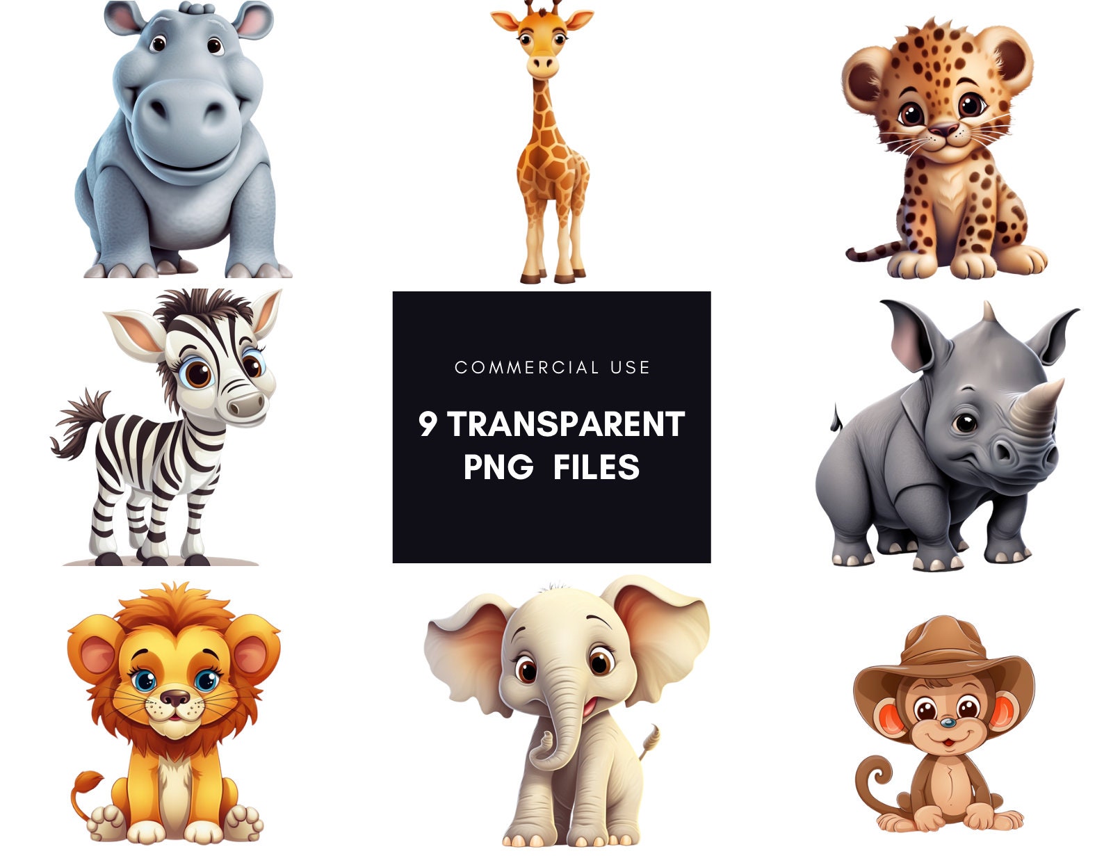 Safari Baby Animals Png, Cute Animal Clipart, Safari Baby Shower ...