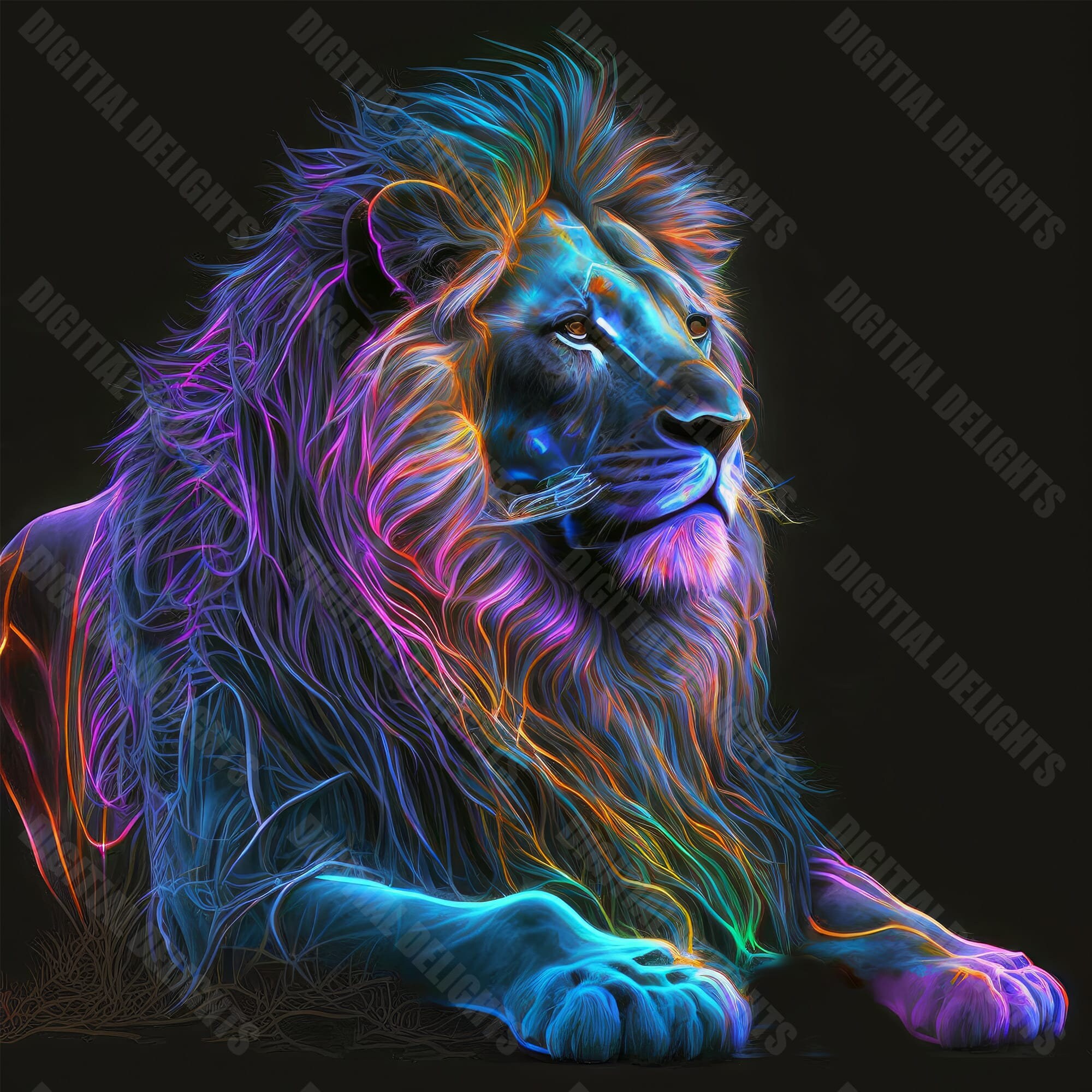 X5 Pictures Neon Lion Download, Neon Lion Instant Downloadable ...