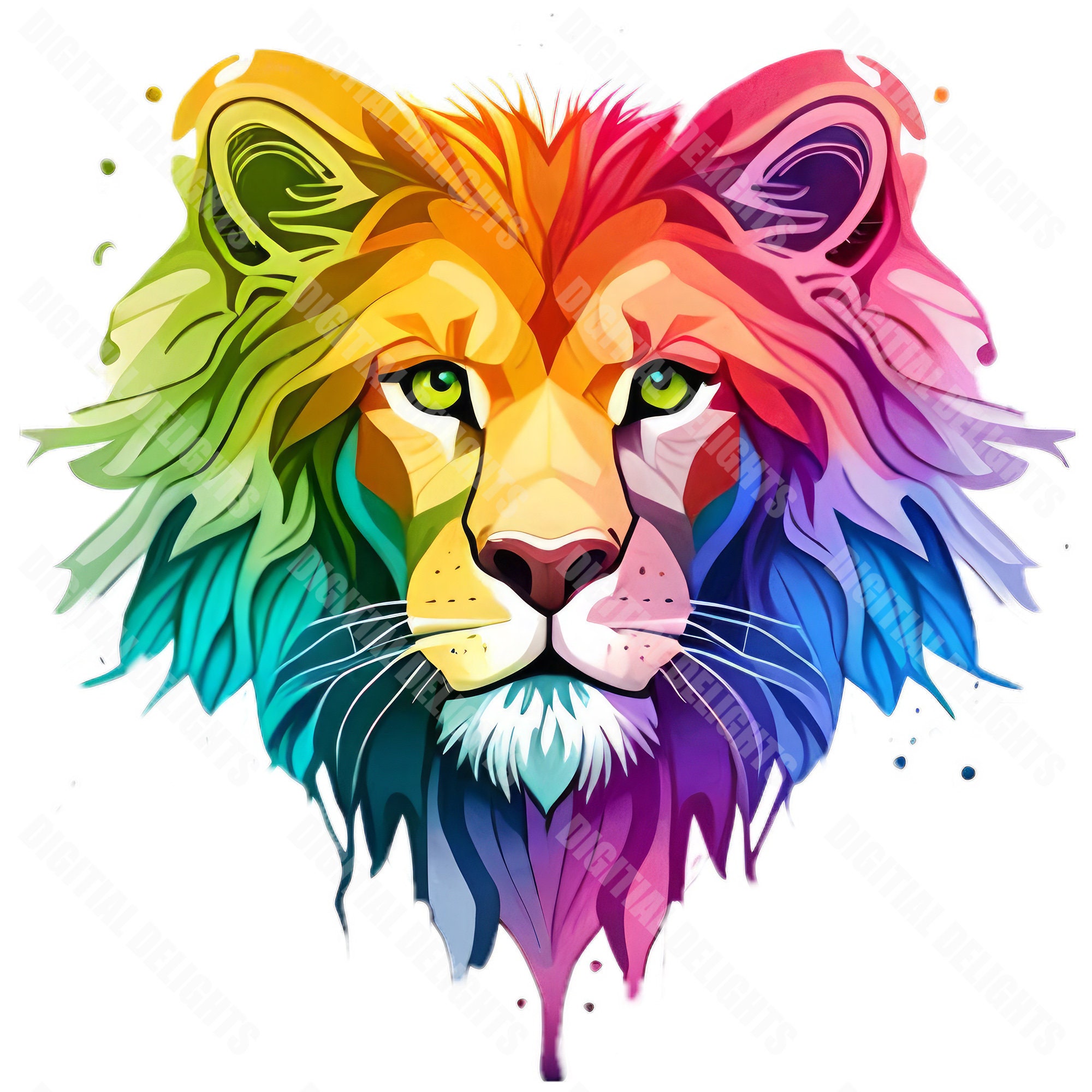 X4 Rainbow Lions PNG Images, Lion Clipart, Rainbow Designs, Free ...