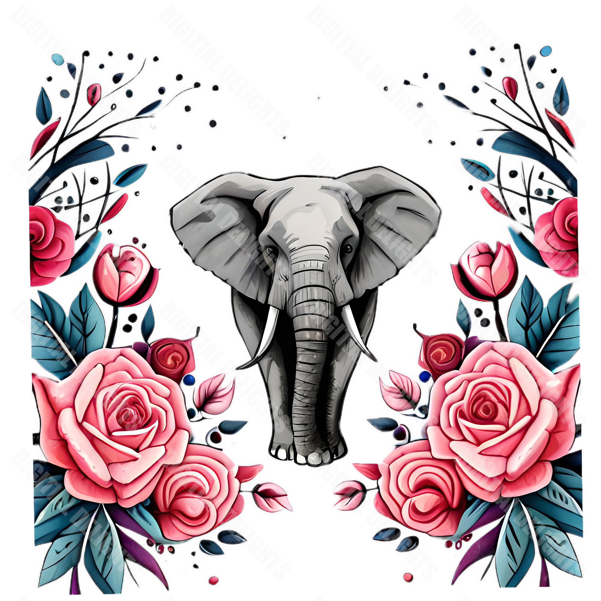 X4 Elephant Roses PNG Images, Elephant Clipart, Designs, Free ...