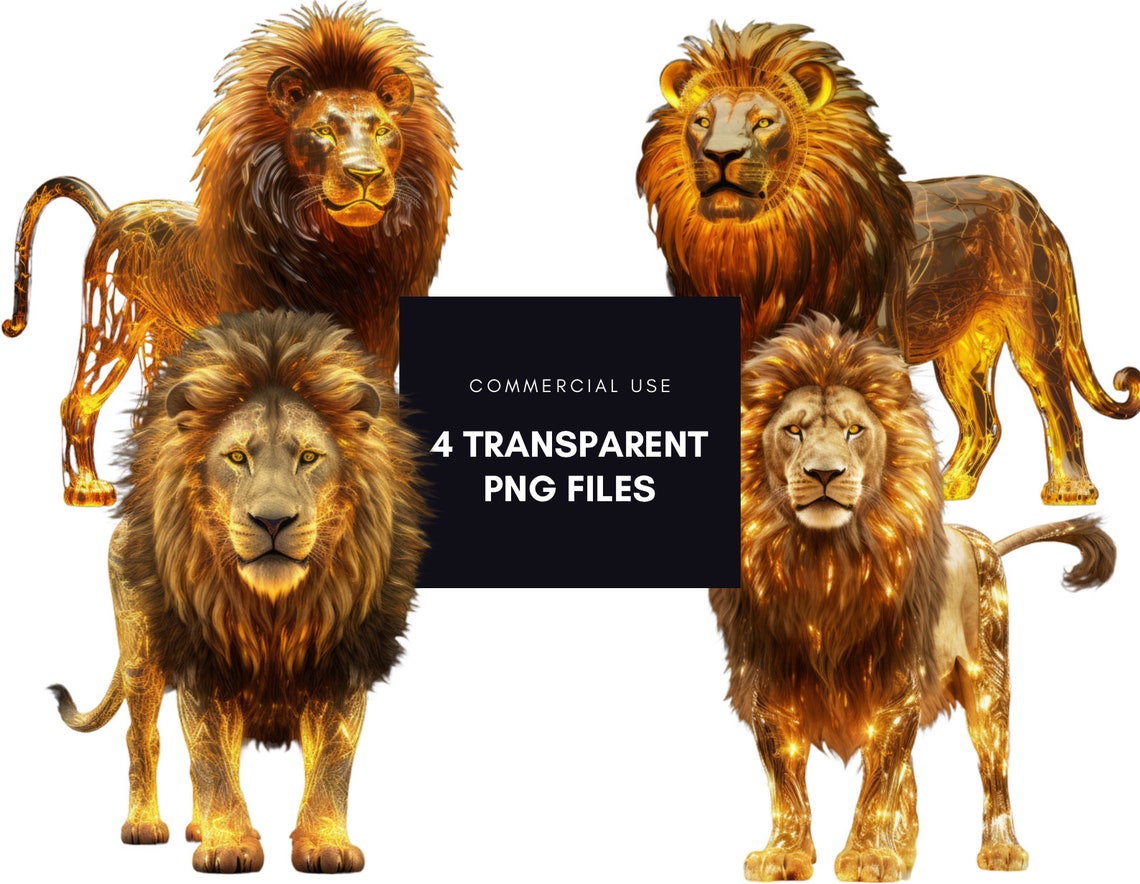 Golden Lion PNG, Lake Downloadable Wallpaper, Digital Art (digital ...