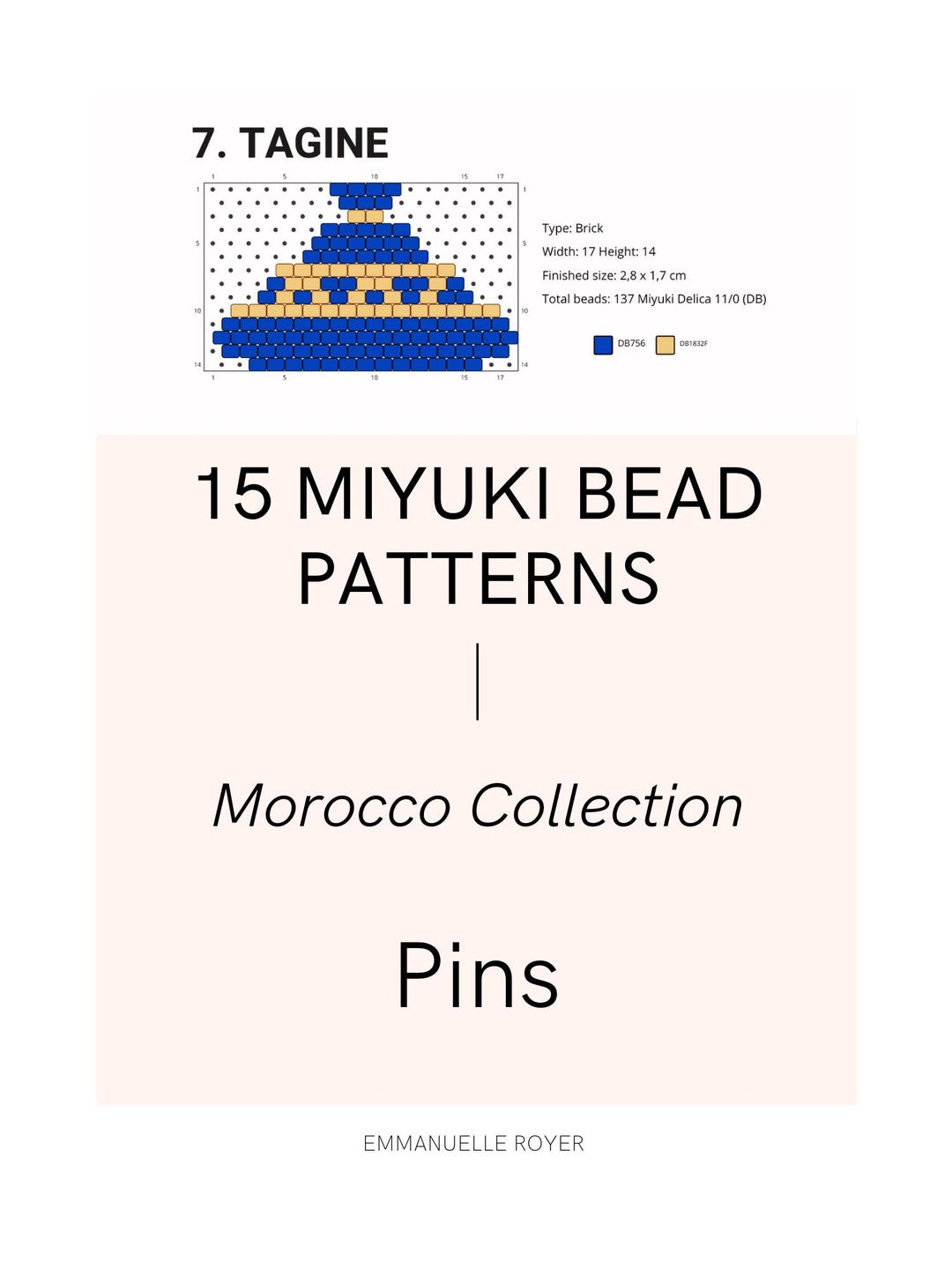 15 Pins Beading Pattern INSTANT DOWNLOAD - Miyuki Delica 11/0 ...