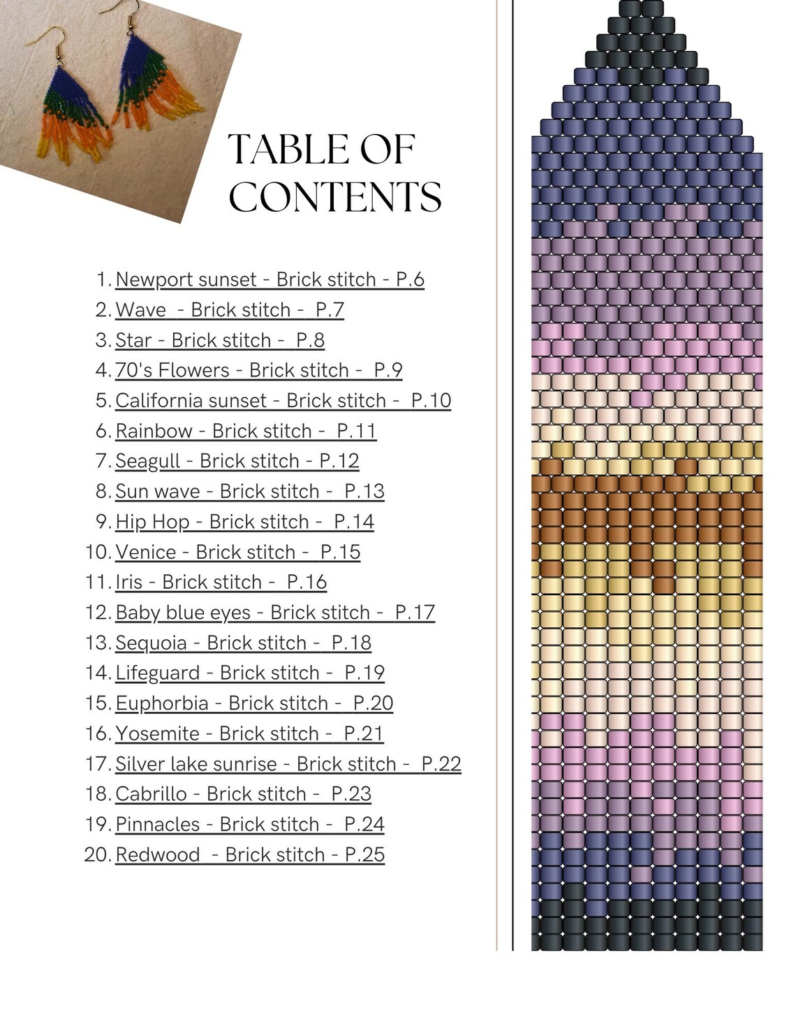 20 Miyuki Bead Earring Patterns - Includes Diagrams, Seed Bead Tips & Instructions, California ...