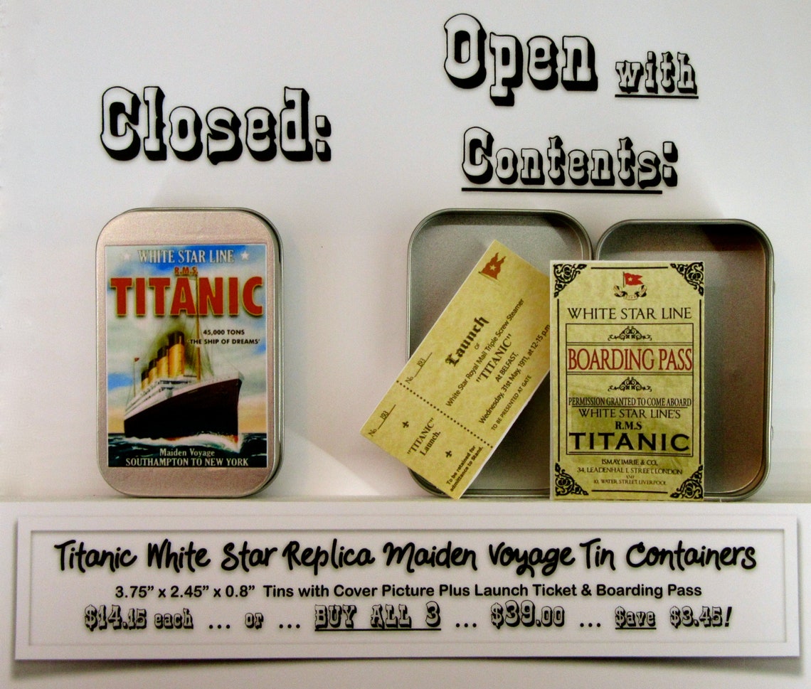 Titanic White Star Replica Maiden Voyage Tin Containers - Etsy