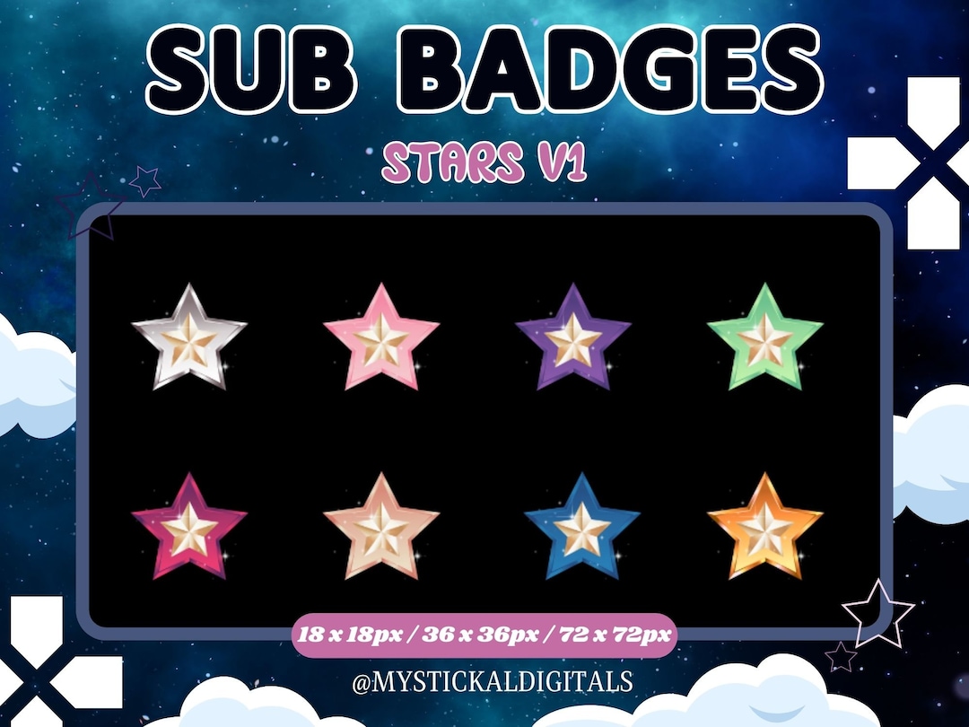 Star Twitch Sub Badges Bit Badges Streamer Stream - Etsy