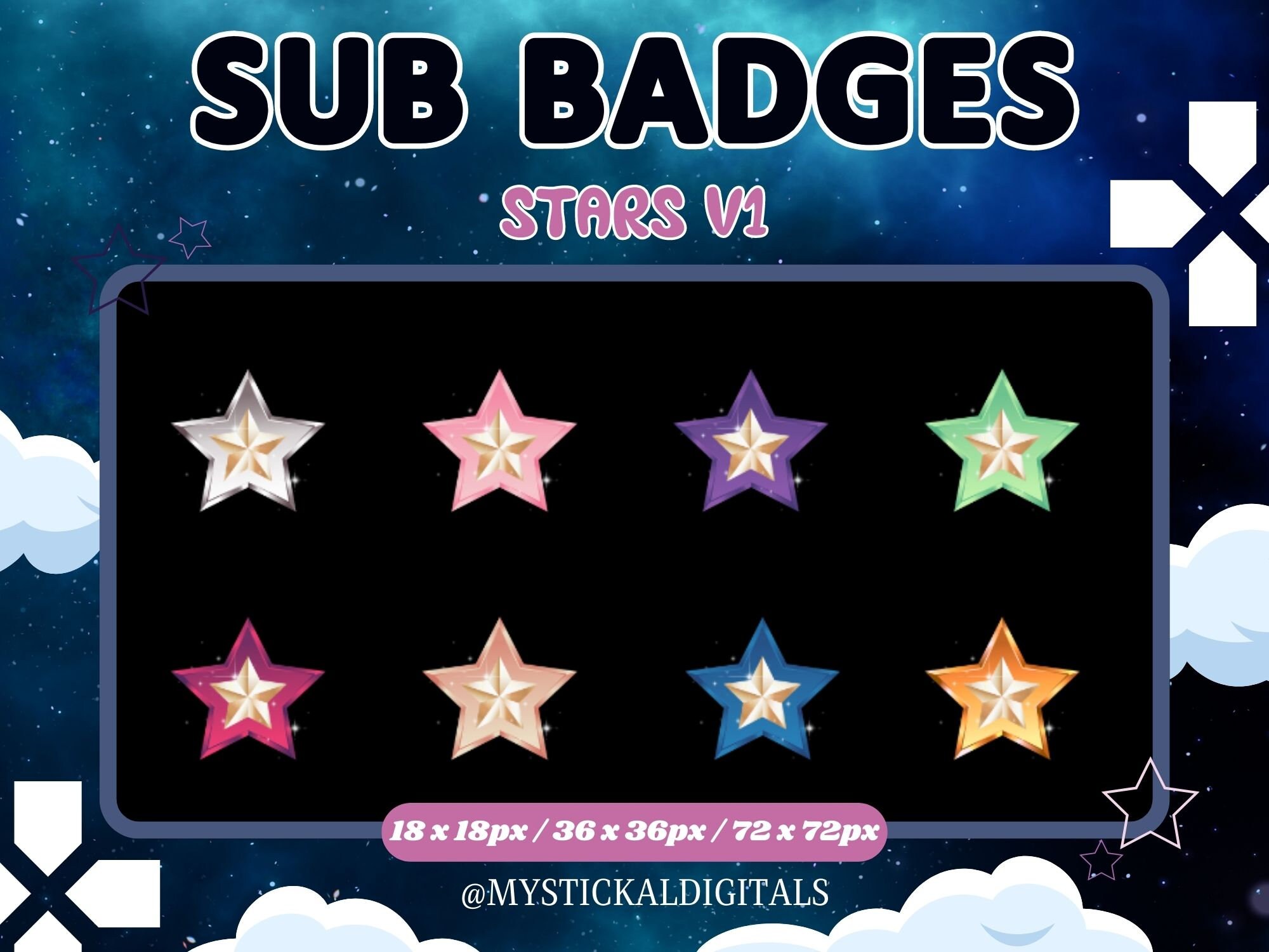 Star Twitch Sub Badges - Bit Badges - Streamer - Stream - Shiny ...
