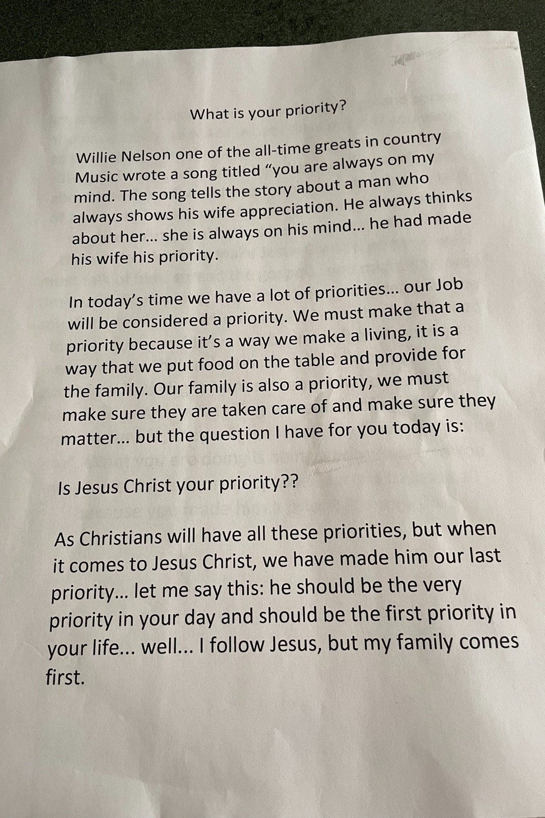 What is Your Priority Sermon Template - Etsy