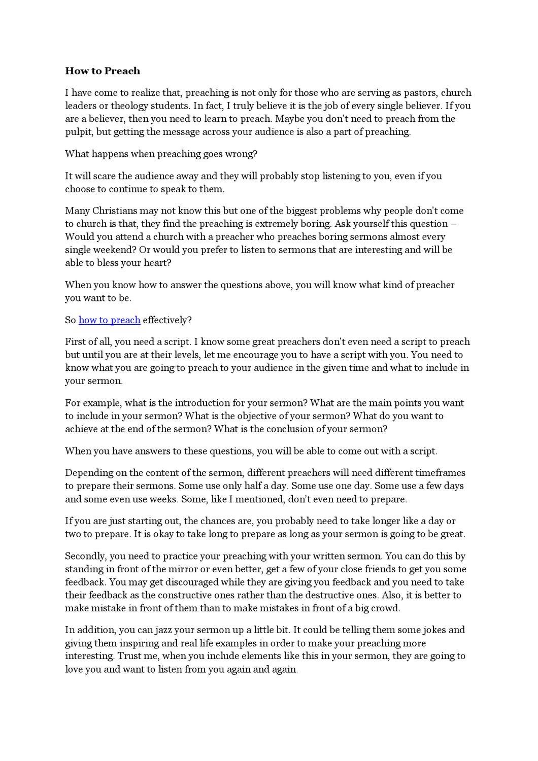 How to Preach Template - Etsy