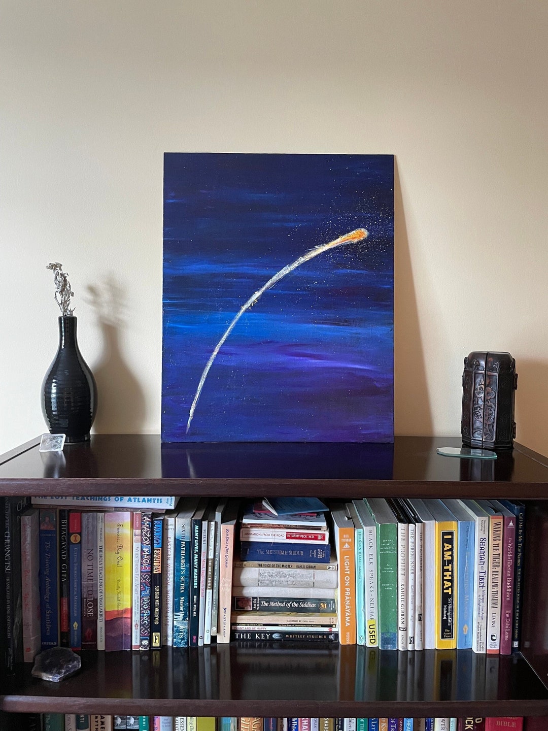 Meteor Expressionist Sky and Space Acrylic Painting on Canvas Board ...