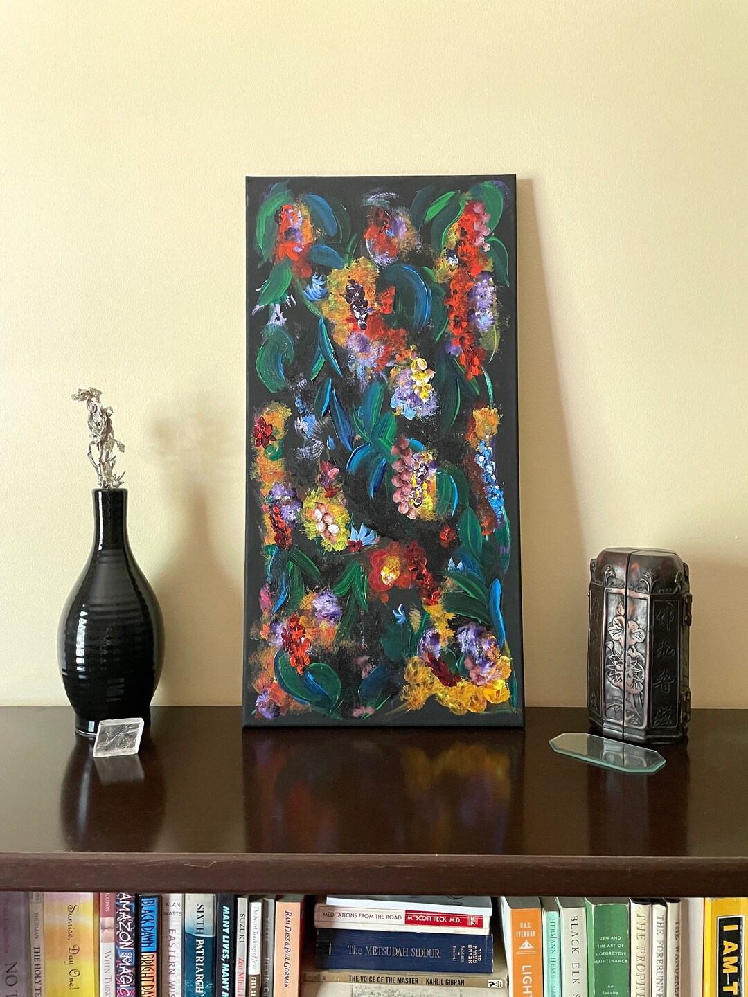 Flora - Vibrant Expressionist Floral Acrylic Painting on Stretched ...