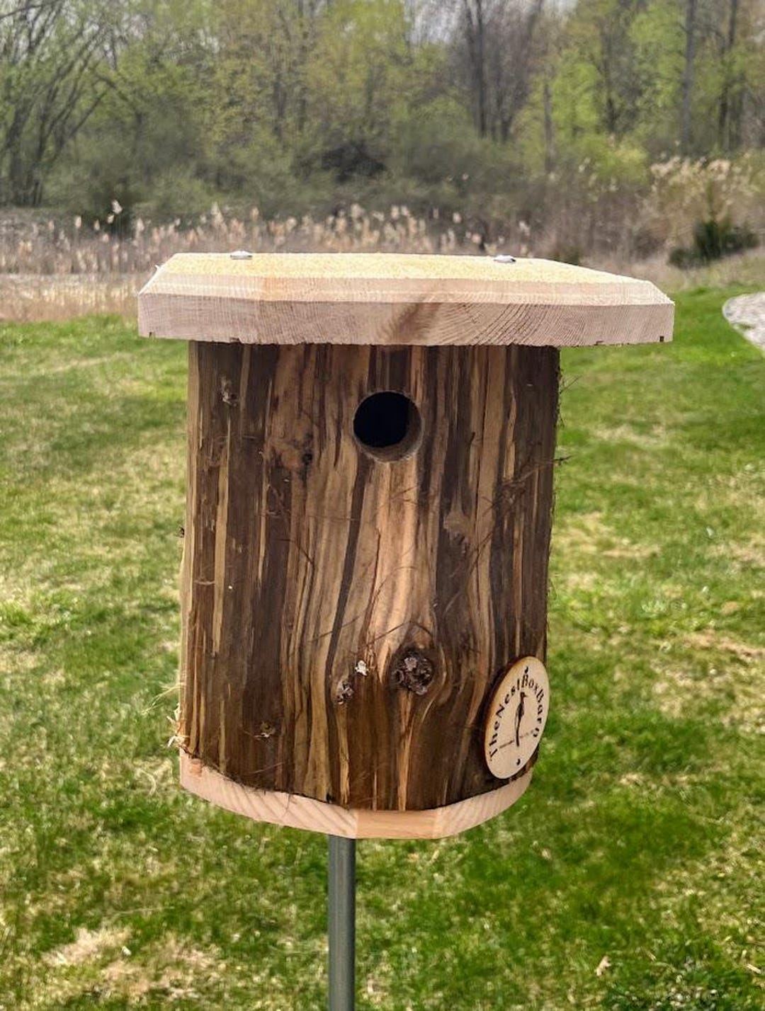 Cedar Log Birdhouse Nest Box – Handmade for Titmouse, Nuthatch ...