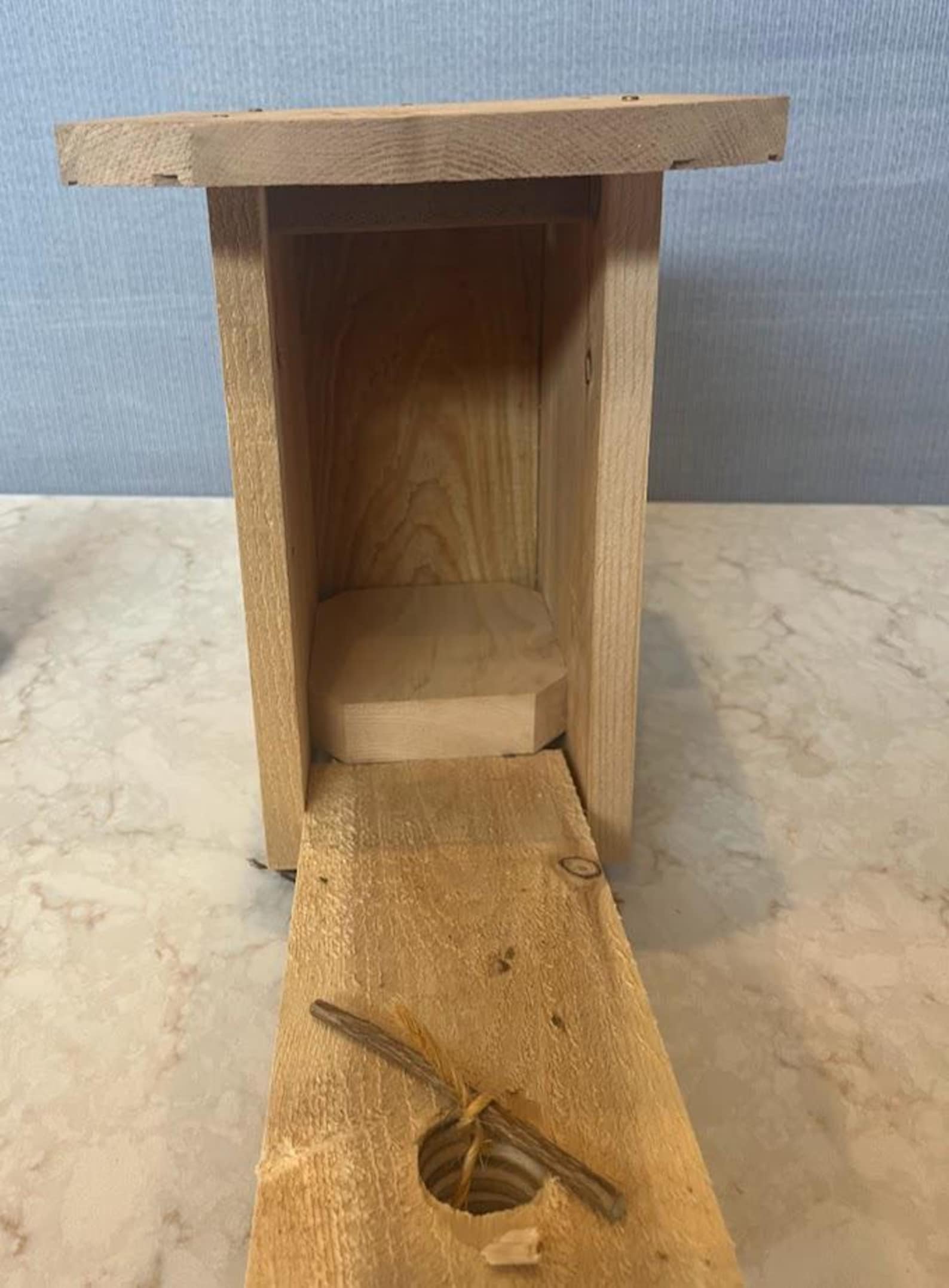 Handcrafted Cedar Chickadee Nest Box Natural Bark Front Birdhouse ...