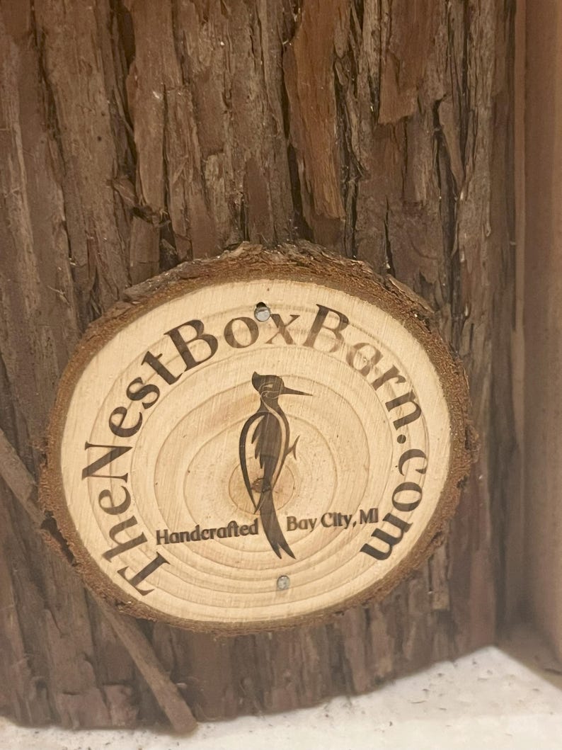 Handcrafted Cedar Chickadee Nest Box Natural Bark Front Birdhouse ...