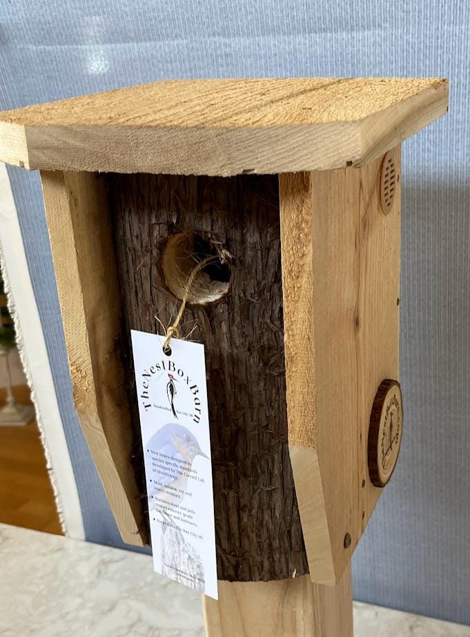 Bluebird Birdhouse: Handcrafted Natural Bark Cedar Nest Box for ...