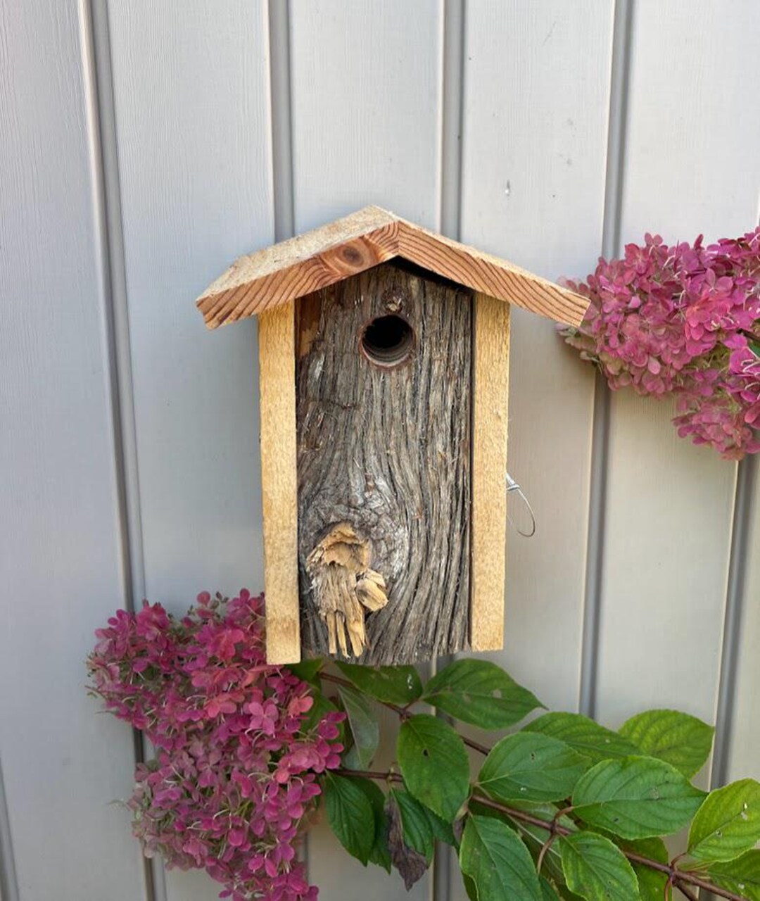 Chickadee Nest Box – Handcrafted With Natural Bark Front Birdhouse ...