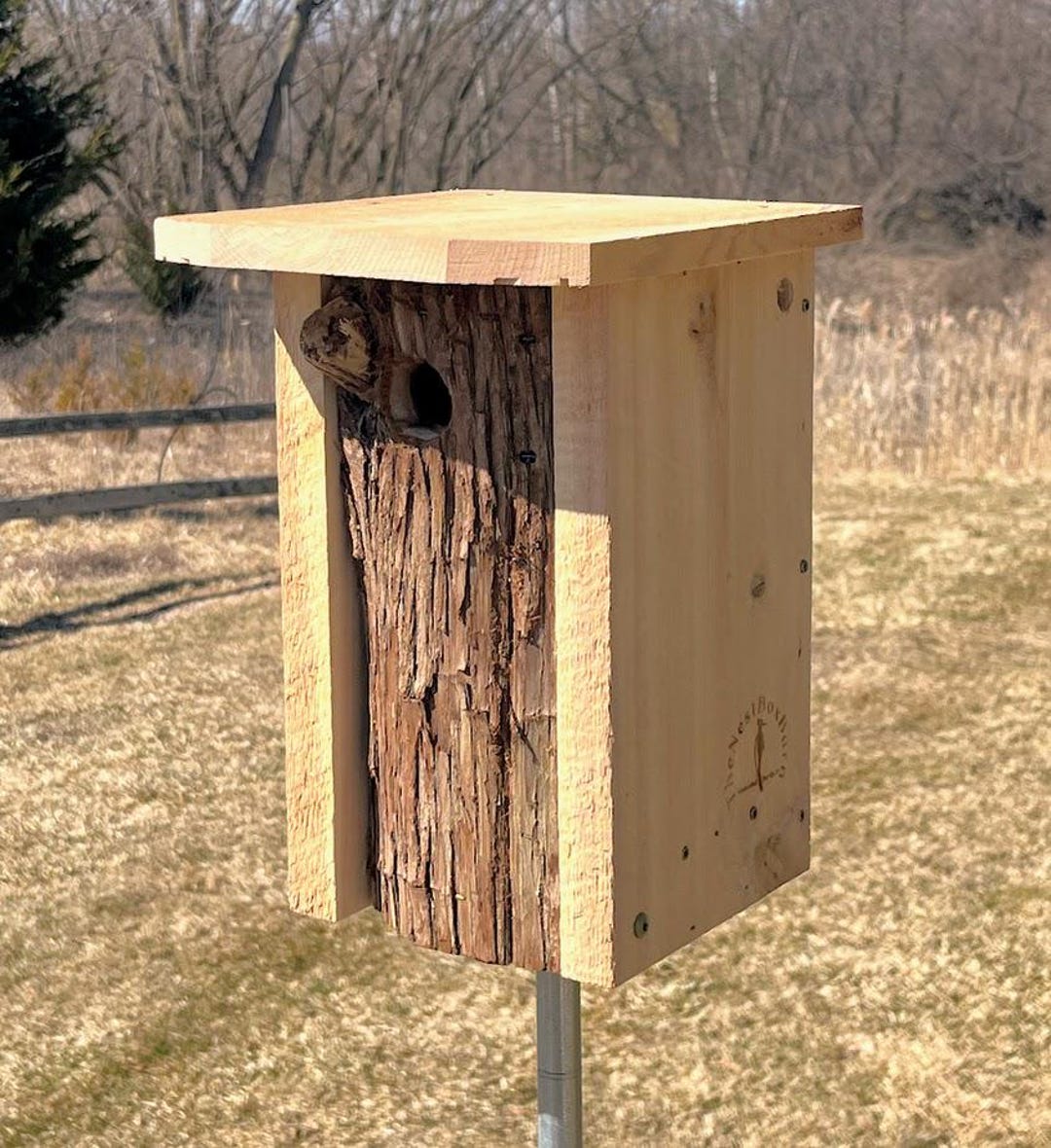 Handcrafted Cedar Nest Box: Rustic Bark Front Birdhouse - Etsy