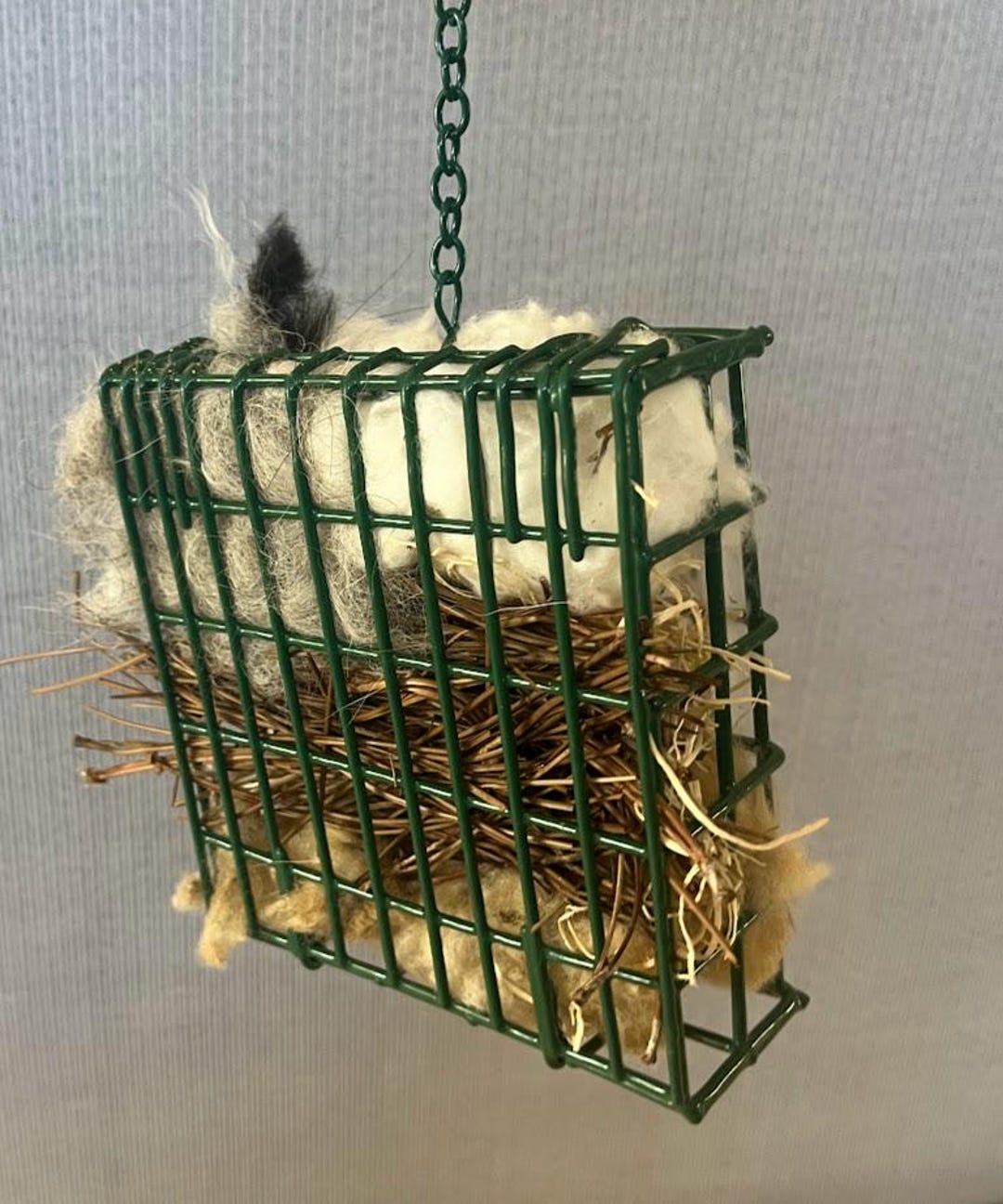 Bird Nesting Material Kit: Hanging Basket With Natural Wool, Cotton and ...