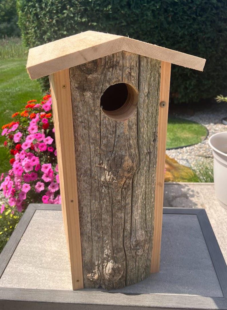 Flicker Nest Box: Handmade Cedar Rustic Woodpecker Birdhouse - Etsy
