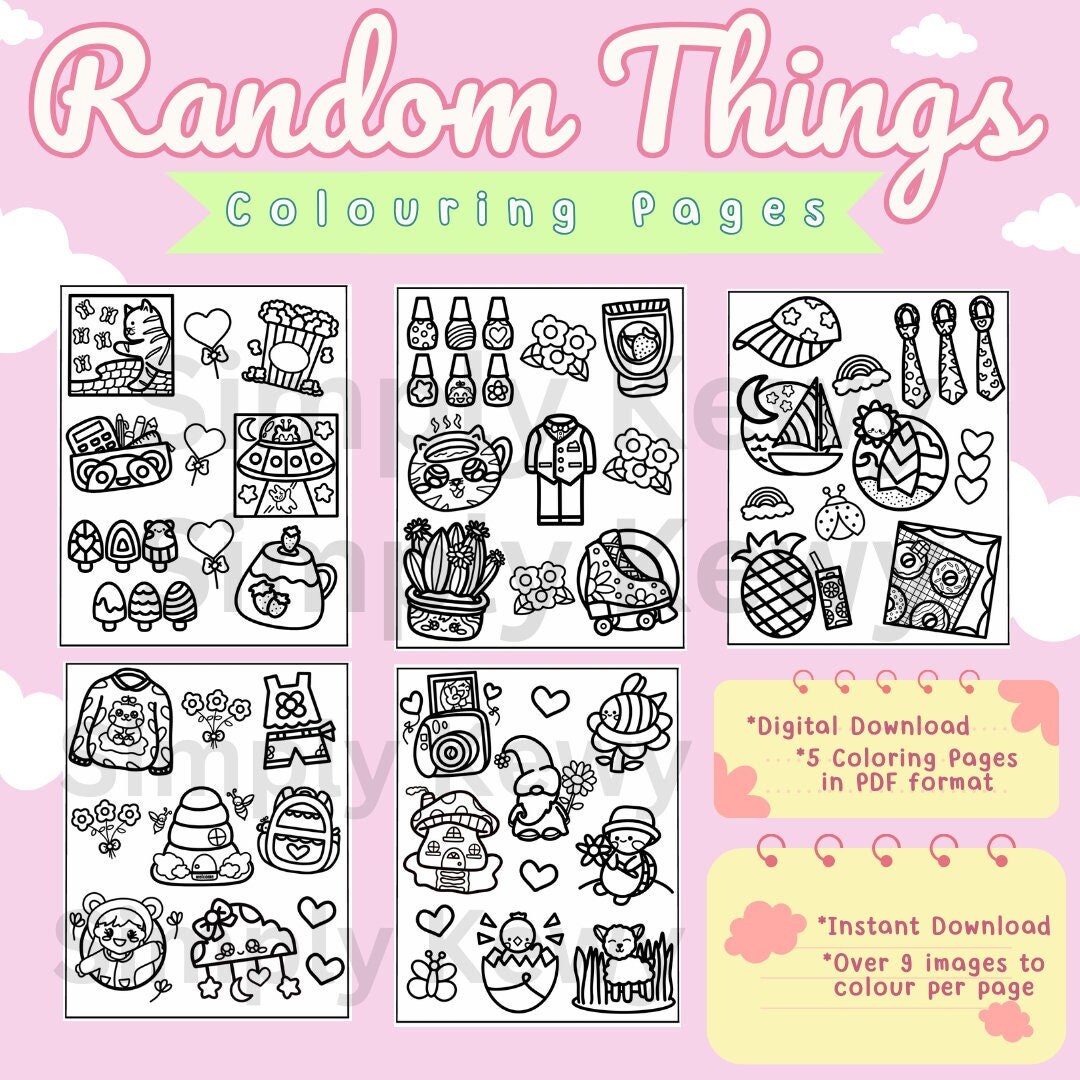 Cute Coloring Pages - Random Things Listing #2 (digital Download) - Etsy