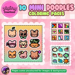 Mini Doodle Colouring Pages: 10 Printable Designs (PDF Download) - Etsy
