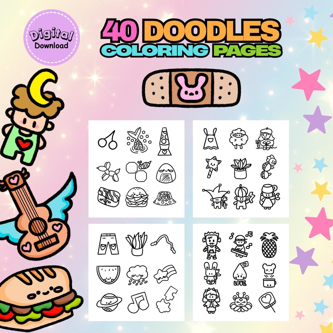 Doodles Coloring Pages With OVER 350 Doodles to COLOUR! Instant Digital ...