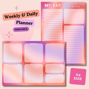 Daily & Weekly Printable Planner | A4 Size | Undated Planner - Etsy