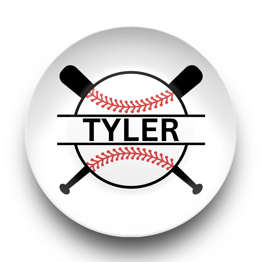 Baseball Name Plate – 10 Inch Custom Dinner Plate – Baseball Bats Ball ...