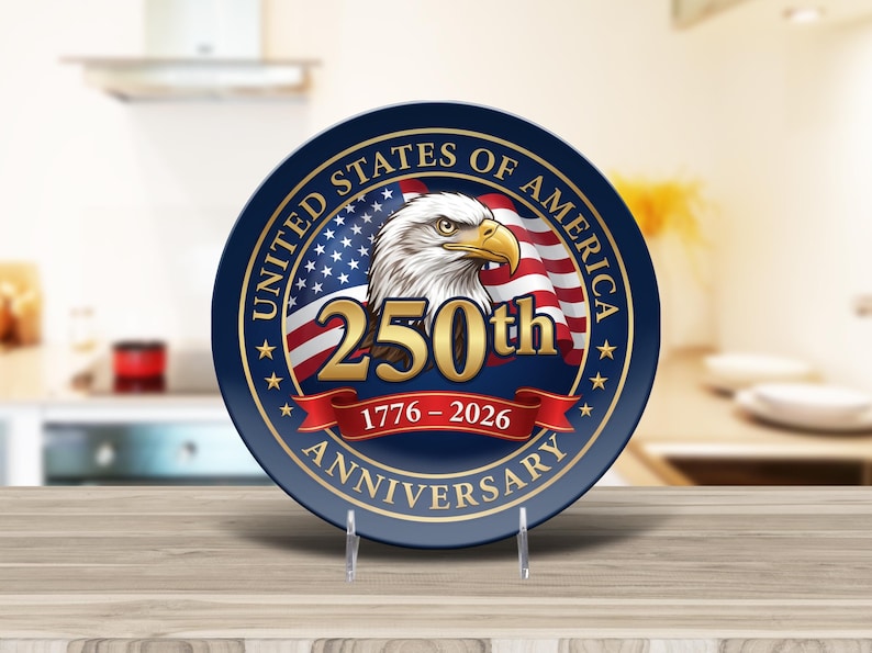 250th Anniversary Plate | Patriotic Eagle, USA Semiquincentennial Decor ...