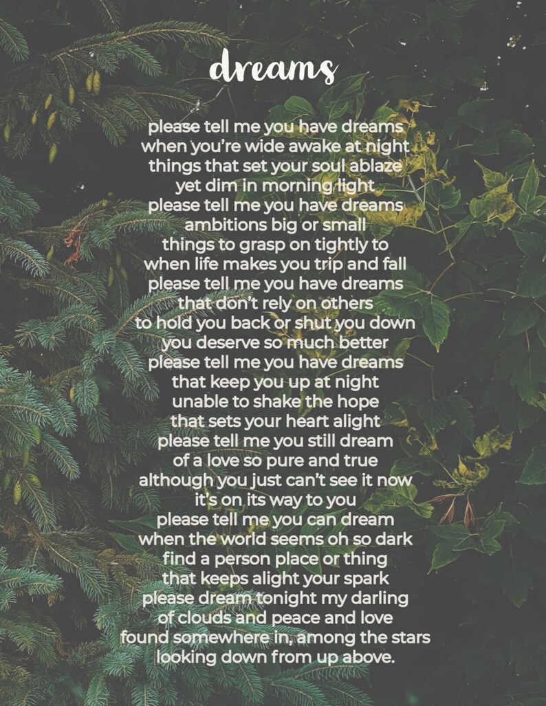 Printable Poetry dreams - Etsy