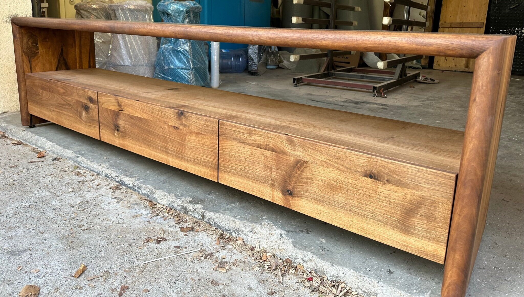 Handmade Walnut Solid Wood TV Console – Modern Rustic TV Unit – Custom ...