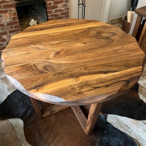 Round Walnut Table - Handmade, Modern Design, Compact, Space-saving ...