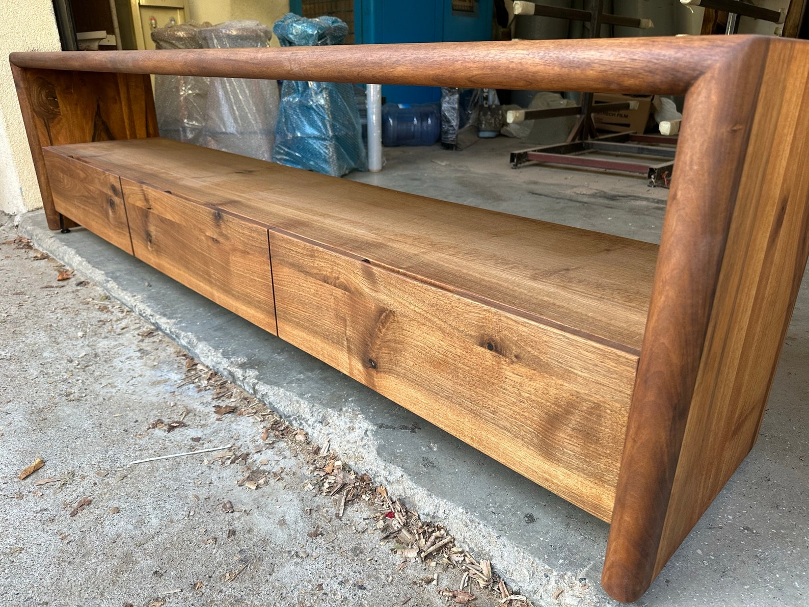 Handmade Walnut Solid Wood TV Console – Modern Rustic TV Unit – Custom ...