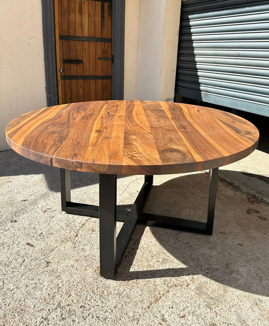 Round Walnut Dining Table Kitchen Table / Farmhouse Dining Table / Mid ...