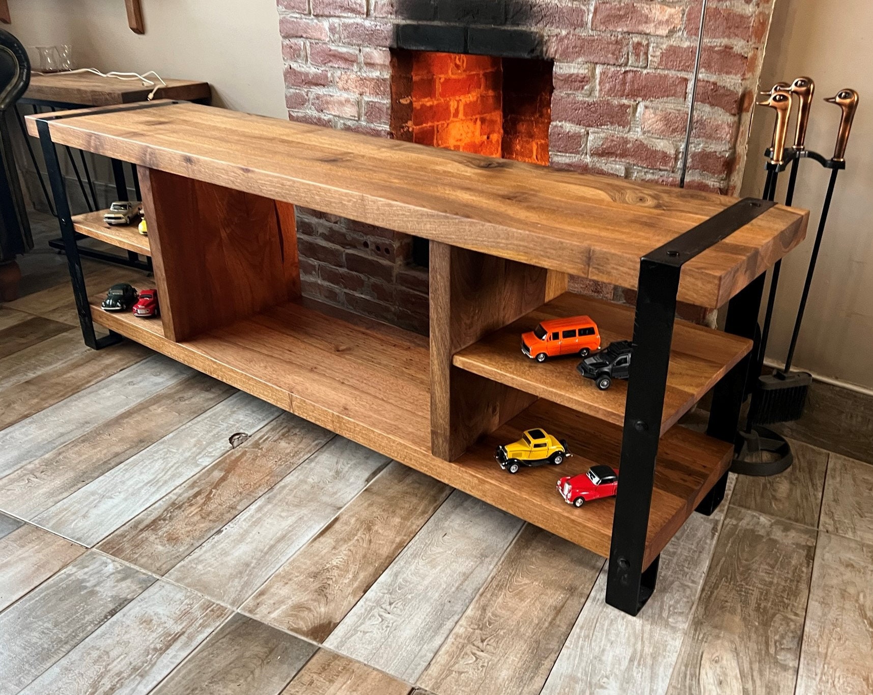 Solid Wood Tv Stand Walnut / Handmade Tv Unit / Modern Tv Console / Tv ...