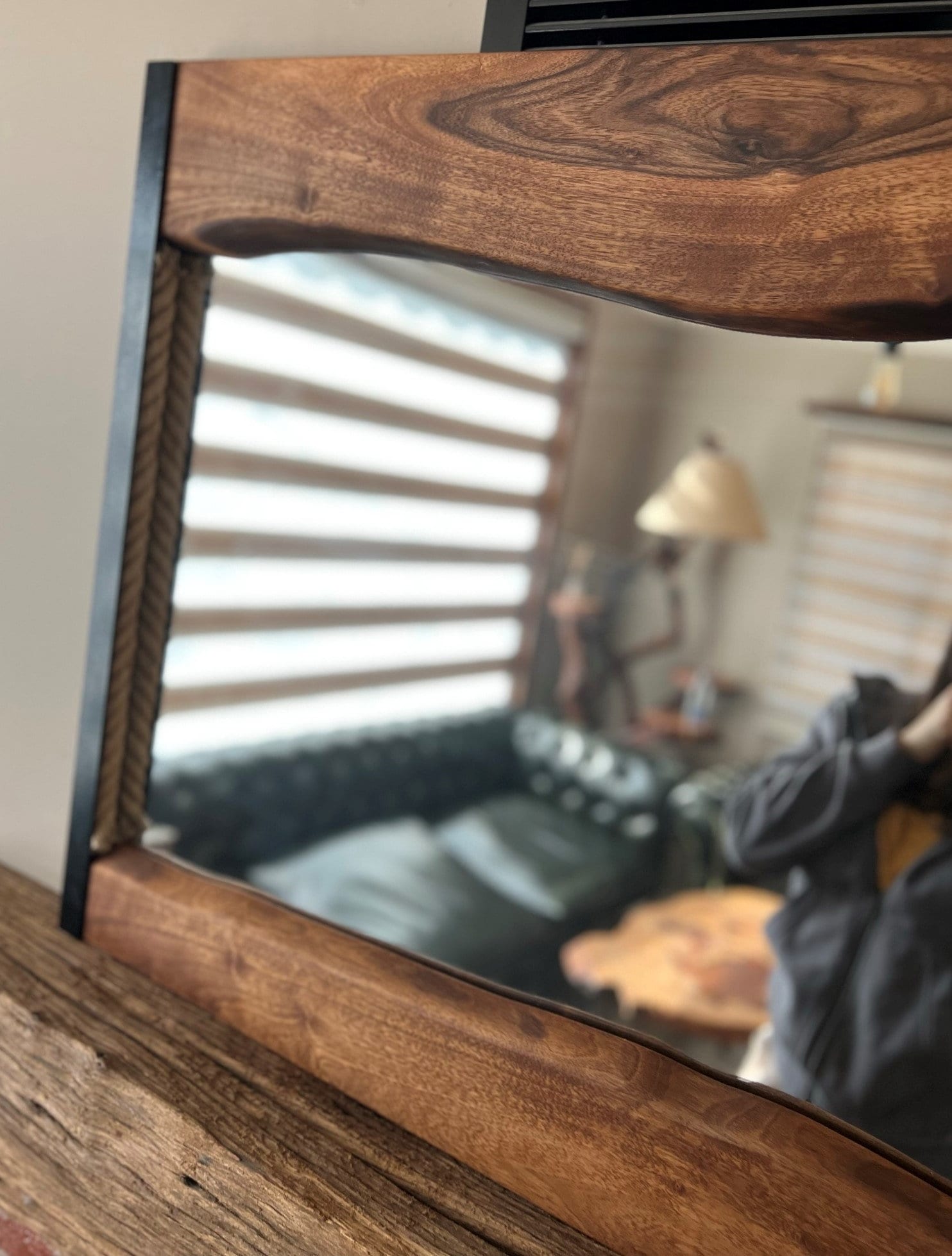Walnut Wood Wooden Mirror / Modern Rectangular Wooden Mirror / Large ...