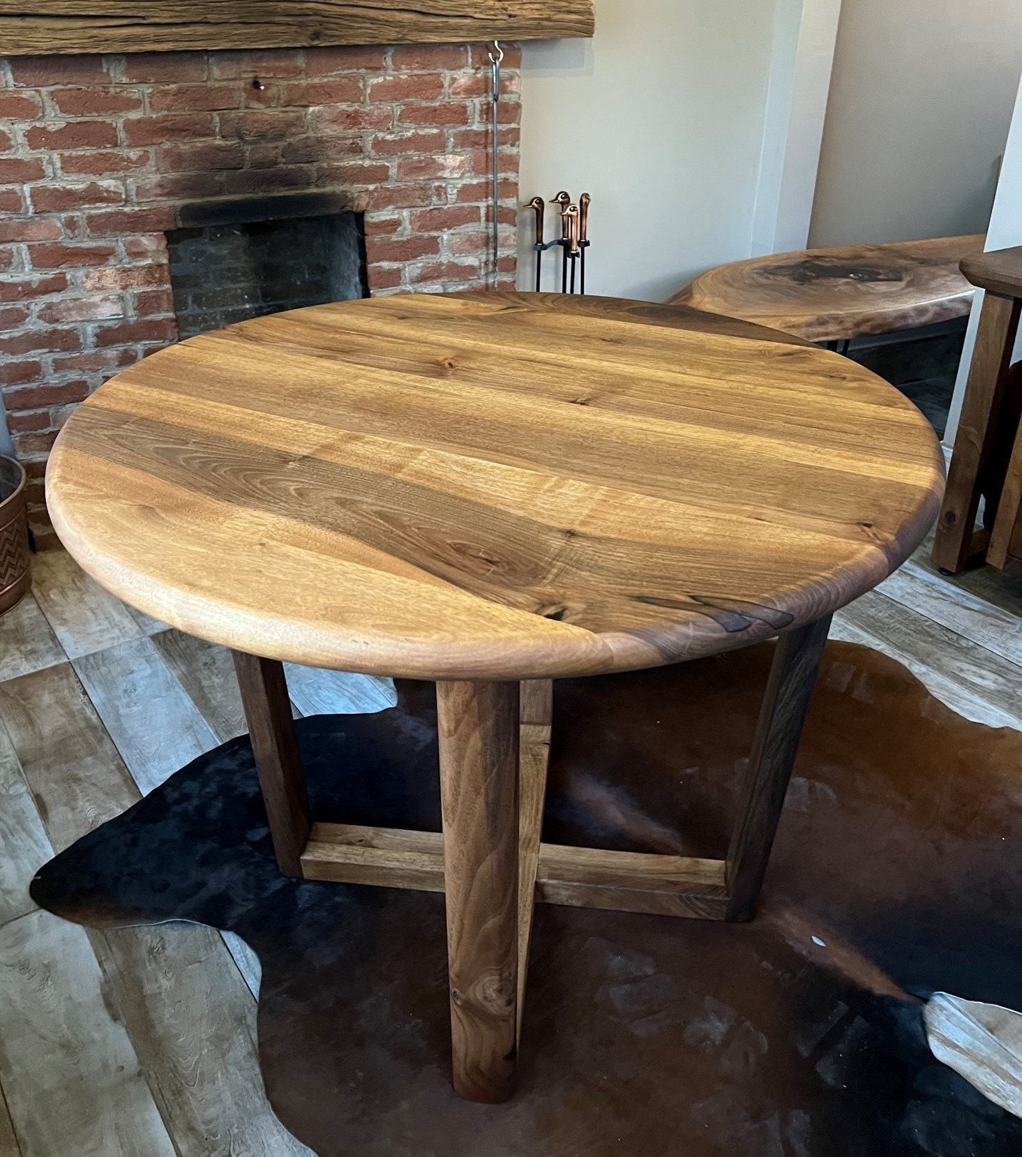 Walnut Round Dining Table / Solid Wood Round Dining Table / - Etsy
