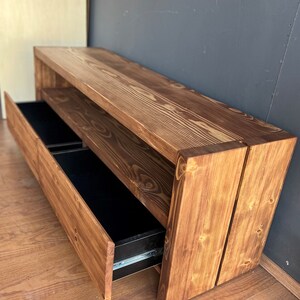 Rustic Wooden TV Stand – Handmade Solid Wood Media Console – Custom ...