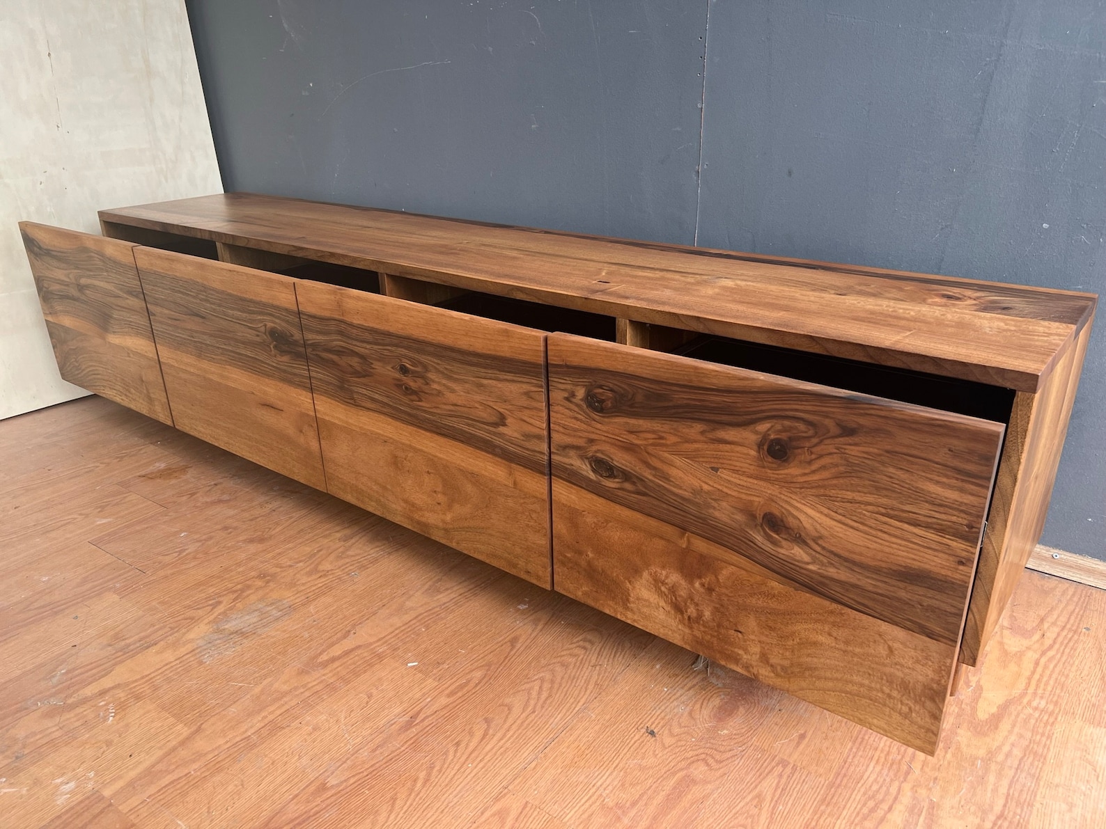 Solid Walnut Wood Tv Stand / Natural Wood Tv Stand / Modern Tv Stand ...