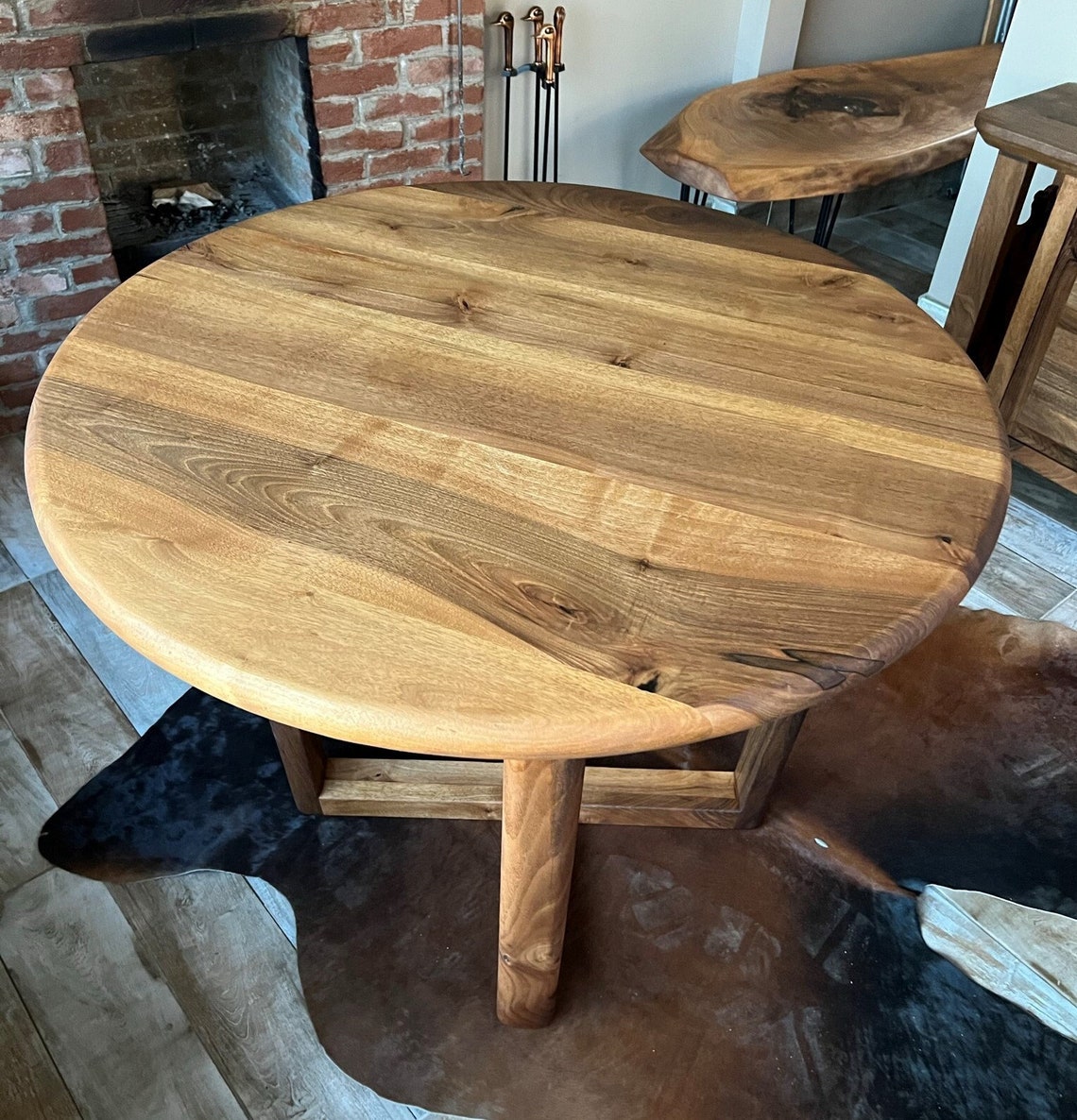 Walnut Round Dining Table / Solid Wood Round Dining Table / - Etsy