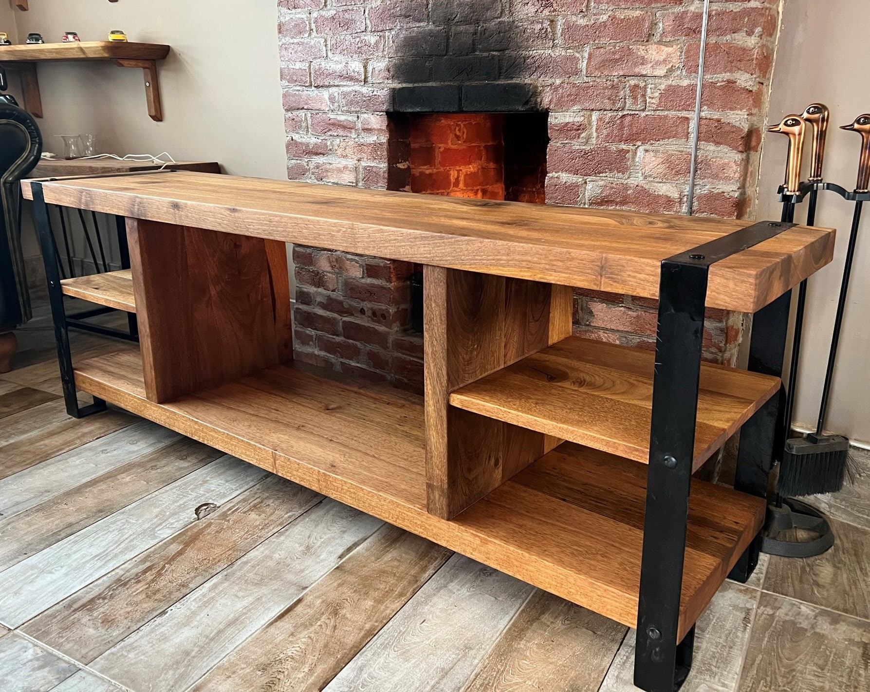 Solid Wood Tv Stand Walnut / Handmade Tv Unit / Modern Tv Console / Tv ...