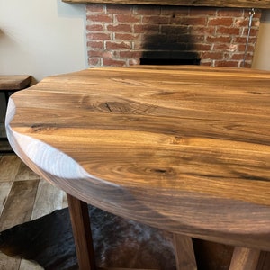 Round Walnut Table - Handmade, Modern Design, Compact, Space-saving ...